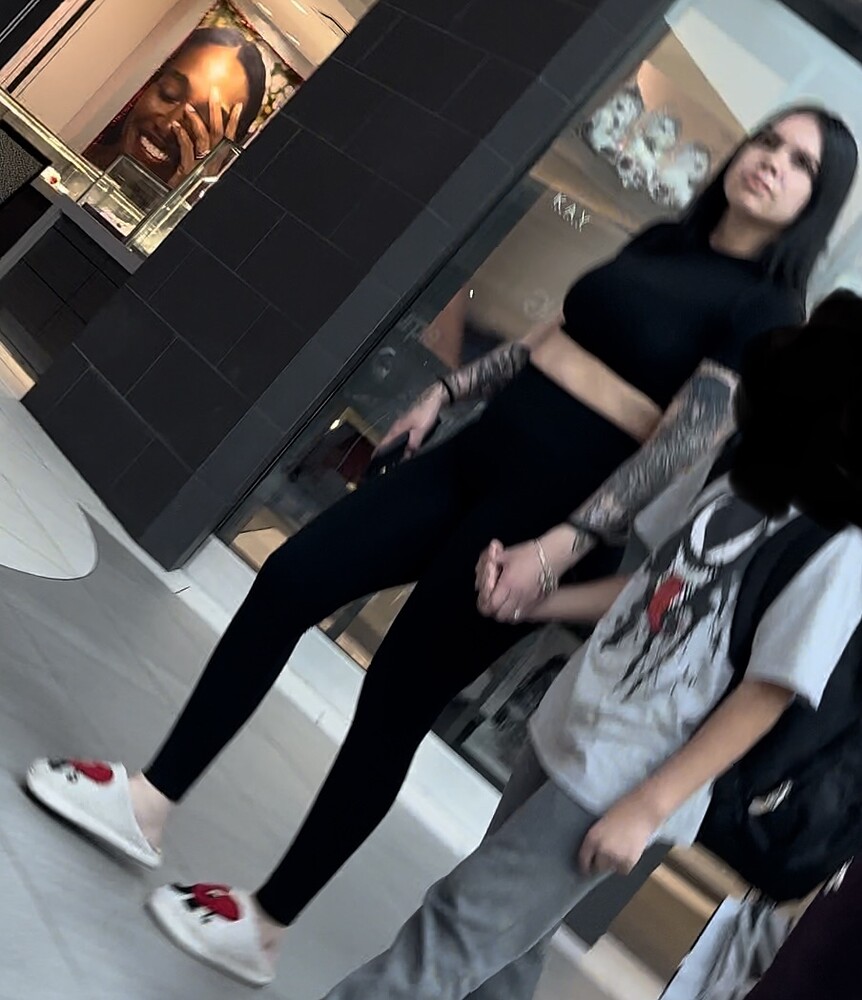 Sexy Tatted Latina Eating Me With Her Eyes Spandex Leggings And Yoga