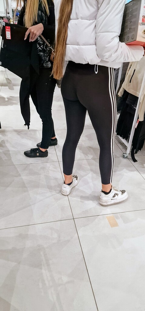 Blonde Girl In Black Adidas Leggins Spandex Leggings And Yoga Pants