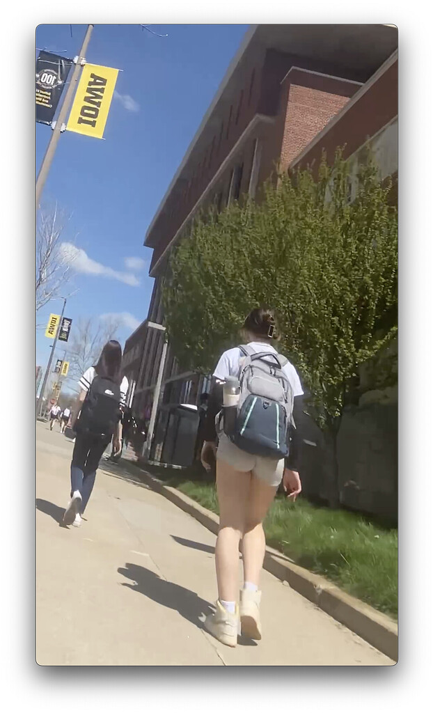 Cheeky Shorts College Girl walking to class - Forum