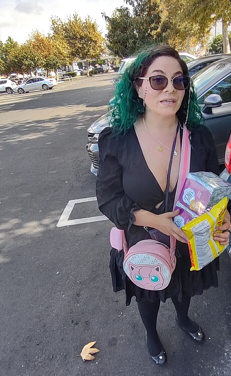 Sexy nerdy Mexican Tamale border in Walmart, Serious cleavage and ...