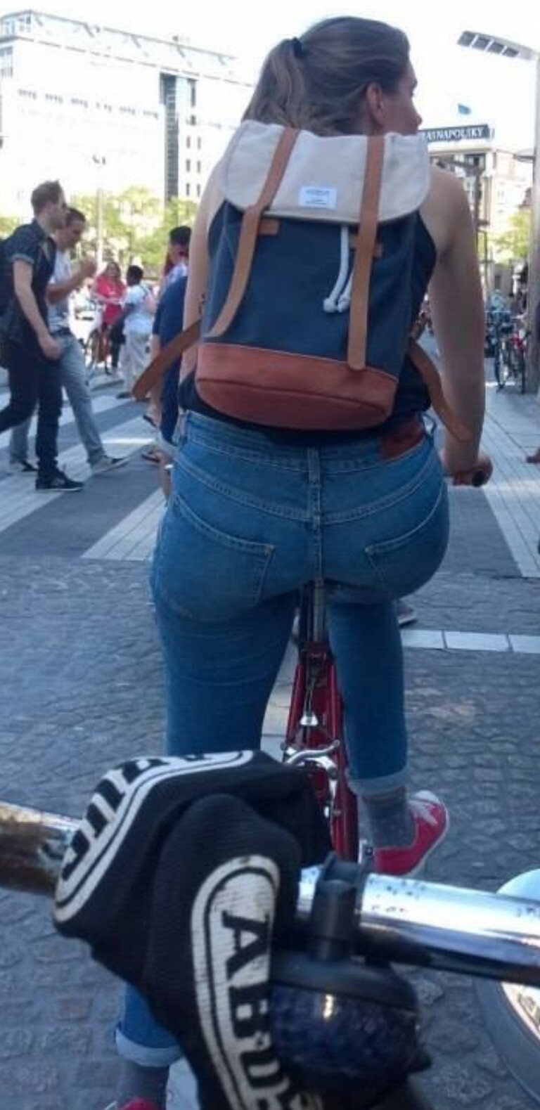 Blonde Girl On A Bike With A Big Tight Ass In Tight Jeans Tight Jeans