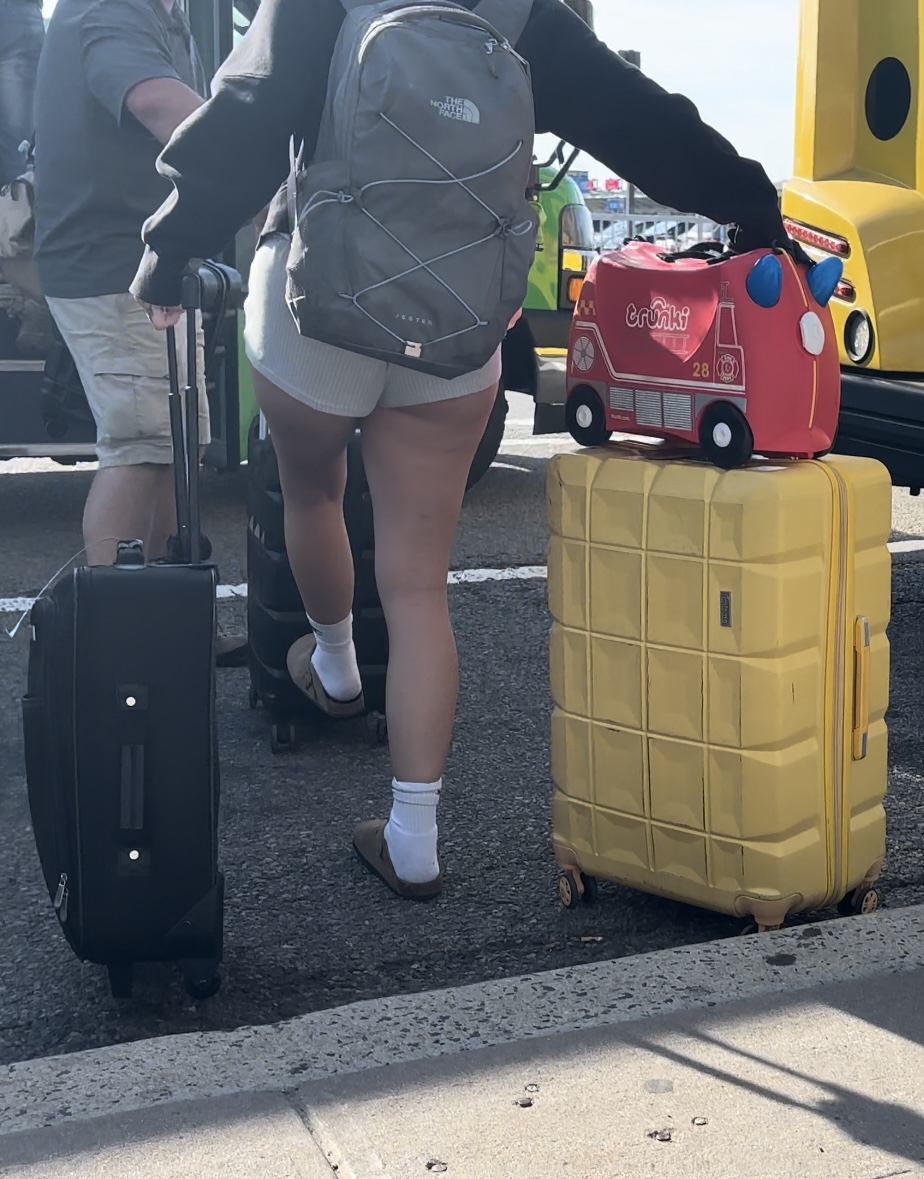 Tall Blonde Pawg In Booty Shorts With Cheeks Out Oc Airport Series 7242