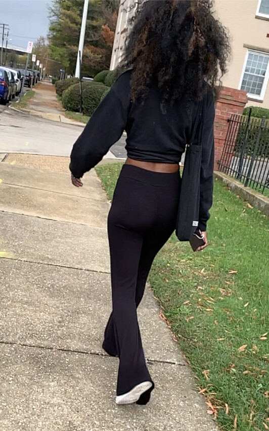 More college cheeks in tight black pants - Spandex, Leggings & Yoga ...