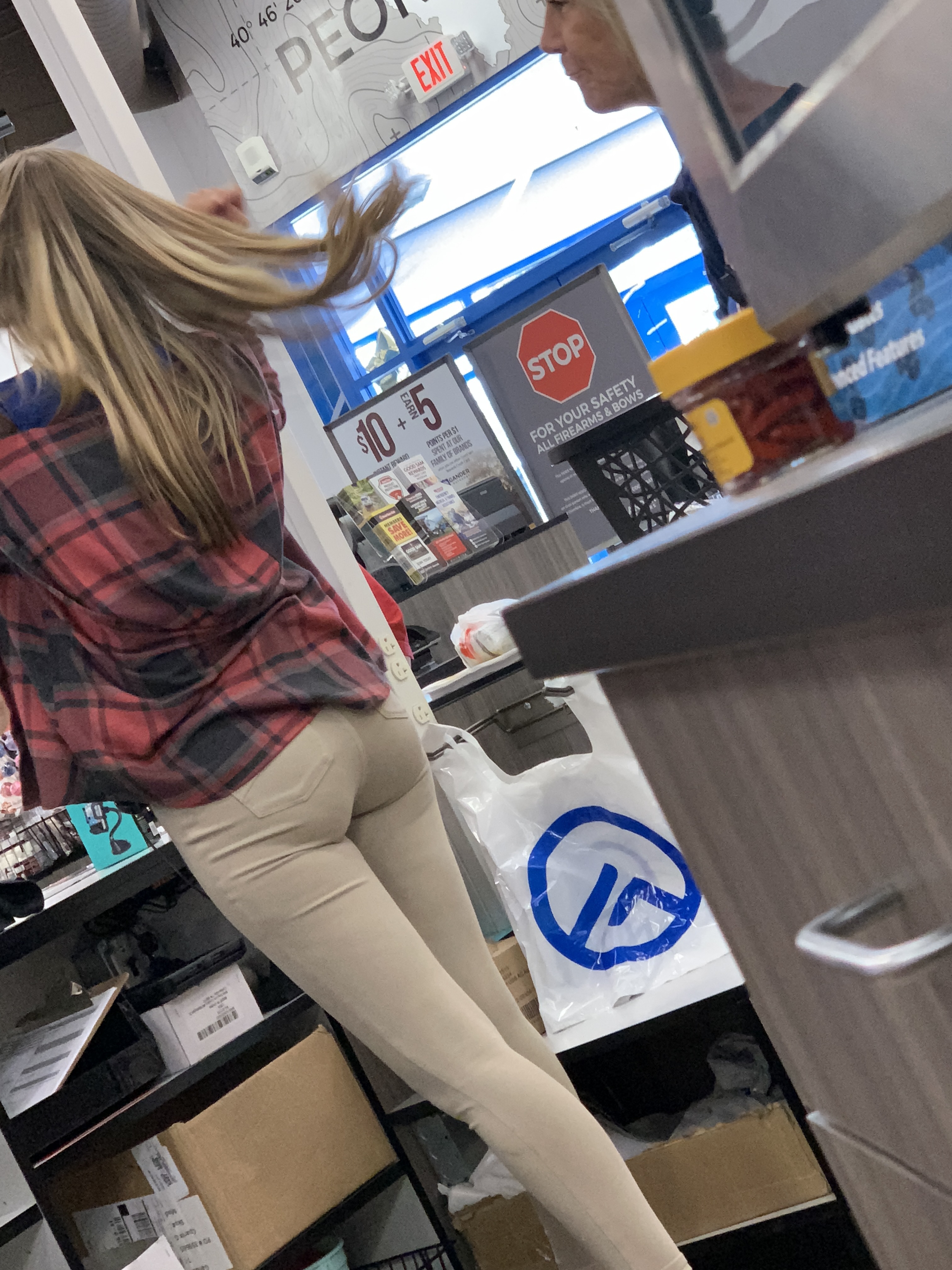 She puts the mountain in gander mountain. Tan jeggings - Spandex ...