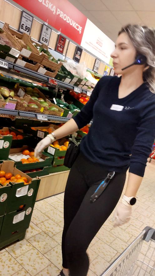 Hard working, pretty shop-assistant - Spandex, Leggings & Yoga Pants ...