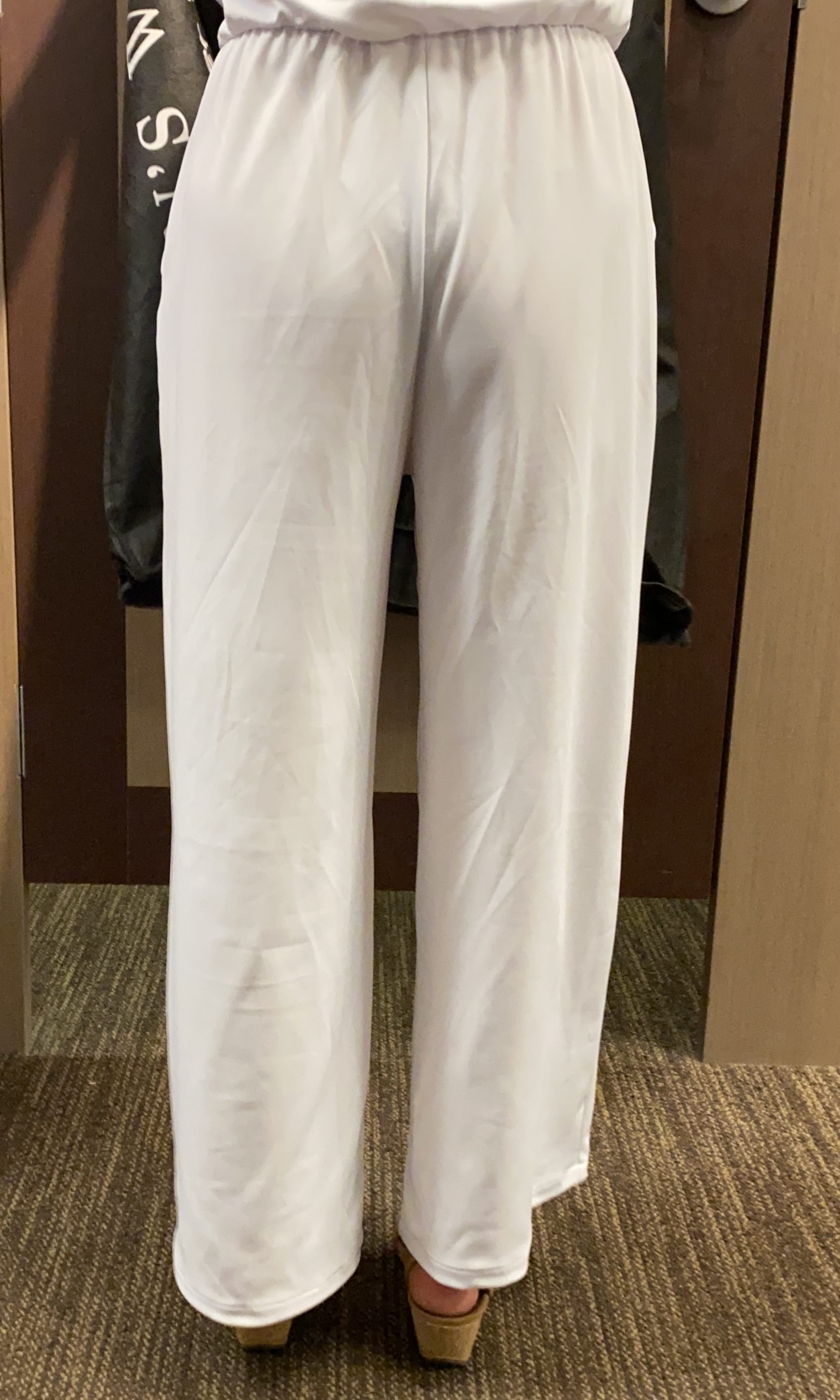 Nearly transparent white pants! Baby blue string thong! 🤤 - Spandex ...