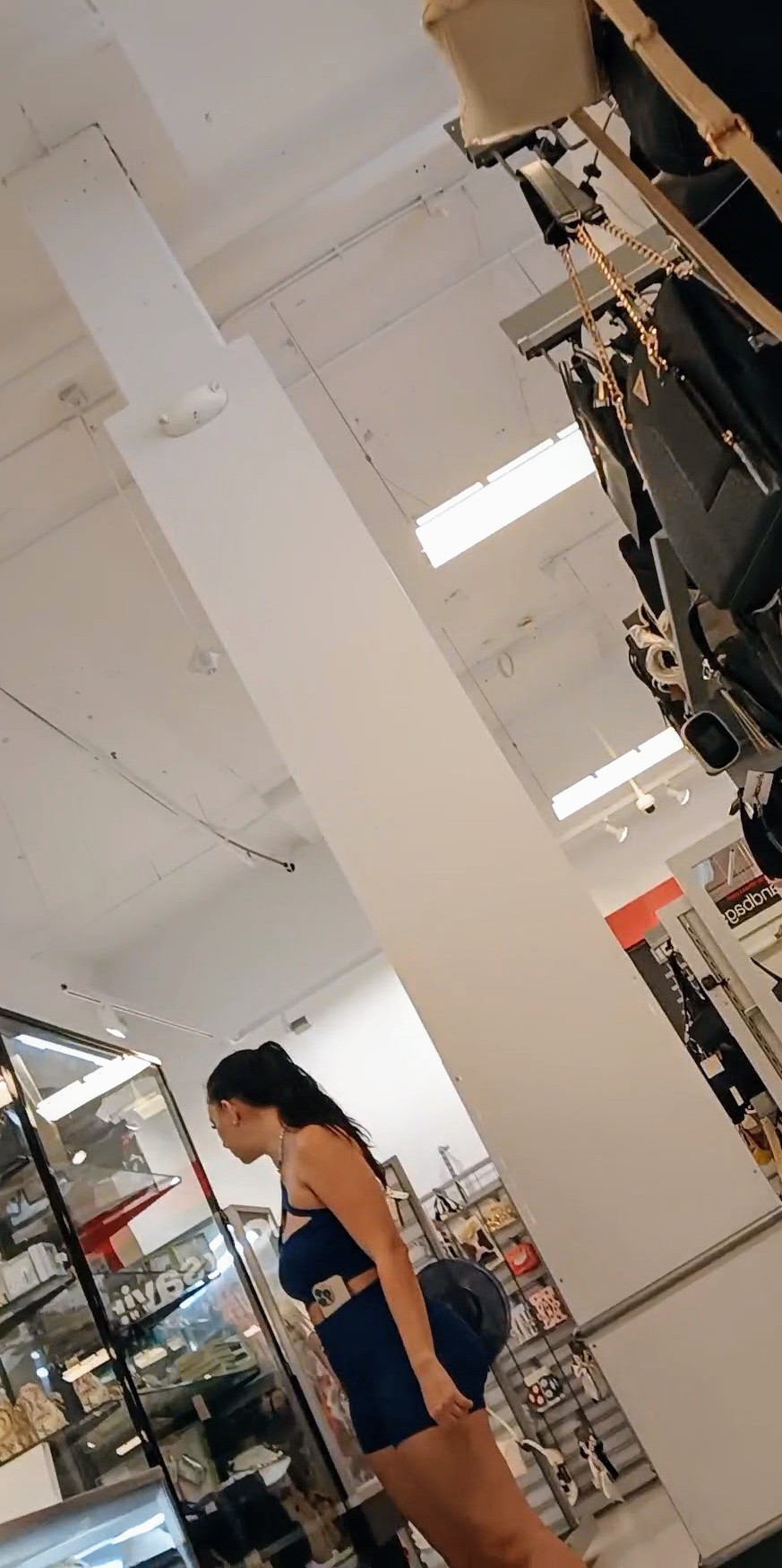 Hot brunet in blue bike shorts and matching top, face shots, close-up, (OC) - Short Shorts ...